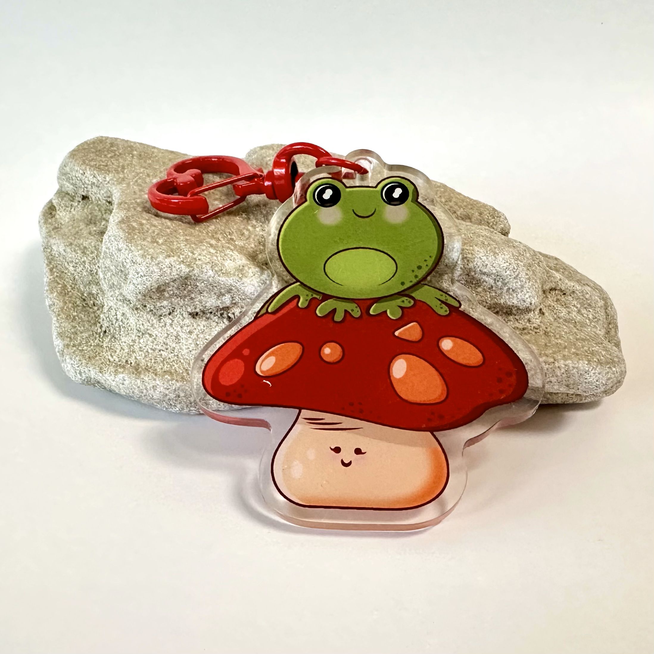 “Frog & Mushroom” Acrylic Keychain - StarBreeze Art & Design